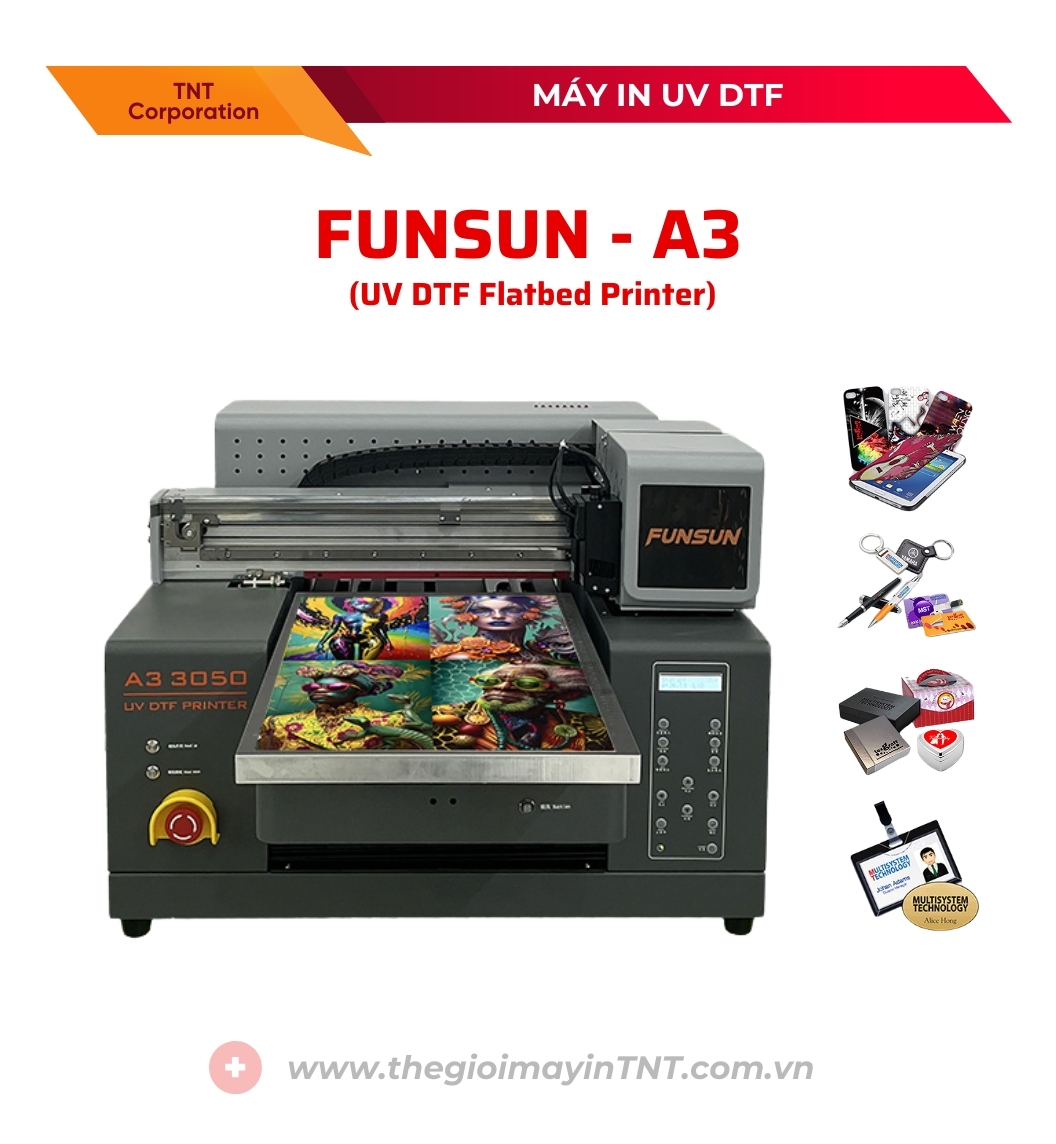 Máy in Funsun A3 UV DTF Printer to Flatbed Material